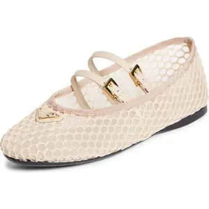 Prada Mesh Mary Jane Ballerina Flat - Travertino