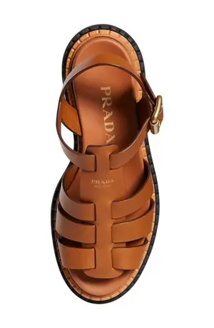 Prada Platform Cage Sandal - Cuoio