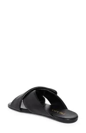 Prada Logo Crisscross Slide Sandal