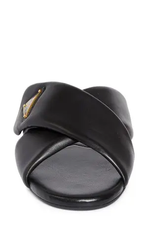 Prada Logo Crisscross Slide Sandal