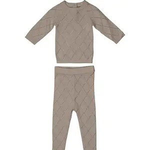 MANIÈRE Manière Diamond Pointelle Sweater And Pants Set Beige