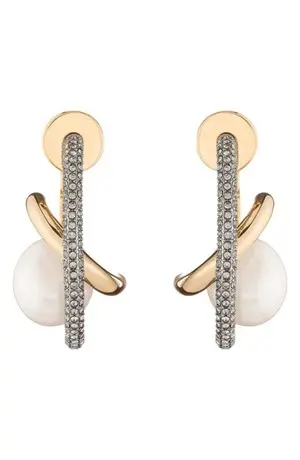 Demarson Waverly Freshwater Pearl Drop Earrings - Gold/silver