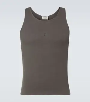 Saint Laurent Logo Cotton Tank Top - Grey