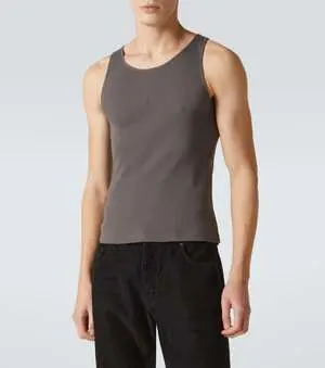 Saint Laurent Logo Cotton Tank Top - Grey