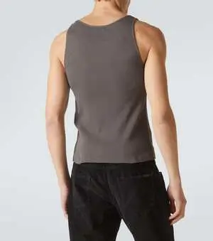 Saint Laurent Logo Cotton Tank Top - Grey