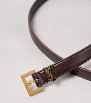 Saint Laurent Cassandre Slim Leather Belt