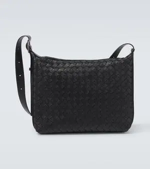 Bottega Veneta Traveler Small Intreccio Shoulder Bag - Black