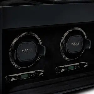 Wolf British Racing Triple Watch Winder With Storage - Black