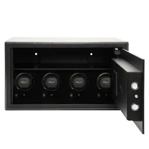 Wolf The Den 4 Piece Watch Winder Safe - Black