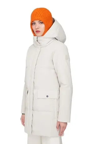 QUARTZ CO. Chloe Hooded Down Winter Jacket - Oatmeal