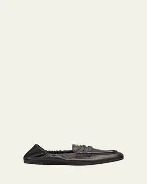 Miu Miu Aviator Leather Penny Loafers - Nero