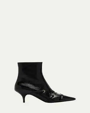 Miu Miu Miu Miu Leather Ankle Booties - Nero