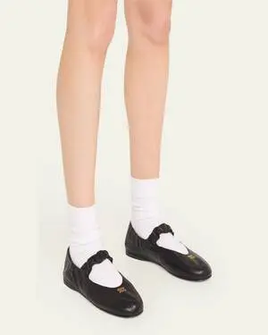 Miu Miu Leather Ballerina Flats - Nero