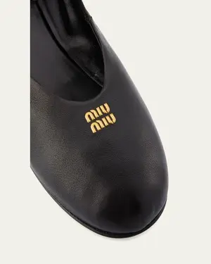 Miu Miu Leather Ballerina Flats - Nero