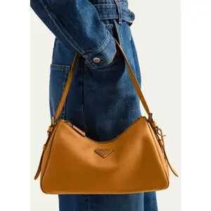 Prada Aimee Leather Shoulder Bag - Bianco