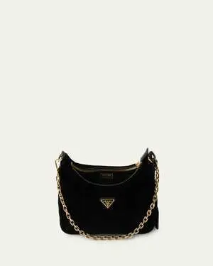 Prada Velvet Zip Shoulder Bag