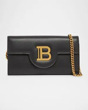 Balmain B Buzz Wallet On Chain In Calfskin Leather - 0pa Noir