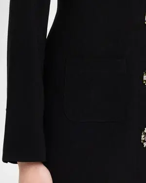 Cinq À Sept Sheryl Crystal-button Mini Dress - Black/ivory