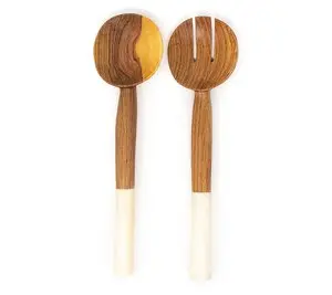 GLOBAL CRAFTS Olive Wood Salad Servers With Bon E Handles - One-color