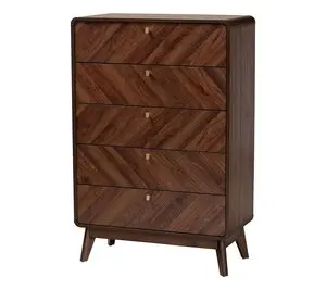 BAXTON STUDIO Markell Walnut Brown Wood 5-drawe R Chest