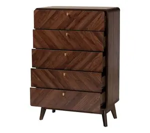 BAXTON STUDIO Markell Walnut Brown Wood 5-drawe R Chest