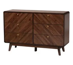 BAXTON STUDIO Markell Walnut Brown Wood 6-drawe R Dresser - One-color