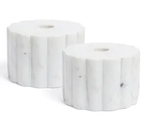 OVERANDBACK Over&back Set Of 2 100% Marble Ribbed Candle Ho Lders - One-color