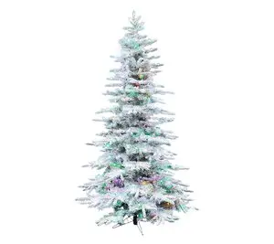 FRASER HILL FARM 12-ft. Flocked Mountain Pine C Hristmas Tre - One-color