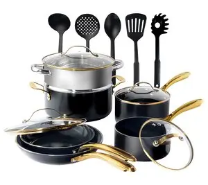 GOTHAM STEEL Black 15 Piece Nonstick Cookware & Utensil Set - One-color