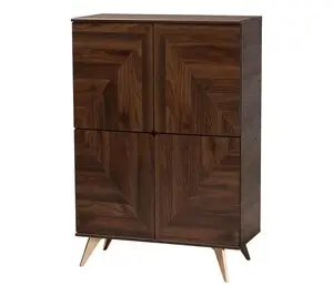 BAXTON STUDIO Graceland Walnut Brown Wood Shoe Abinet - One-color