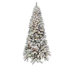 FRASER HILL FARM 10-ft. Flocked Alaskan Pine Ch Ristmas Tree Wi - One-color