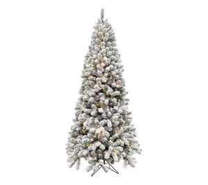 FRASER HILL FARM 12-ft. Flocked Alaskan Pine Ch Ristmas Tree Wi - One-color