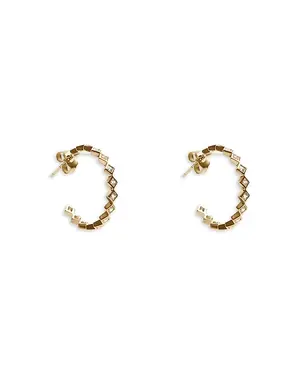 Argento Vivo Princess Cut Cubic Zirconia Hoop Earrings - Gold