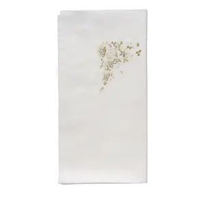DEA LUXURY LINENS Dea Palm Beach Ibla Embroidered Sateen Flat Sheet, Queen - Natural/ivory