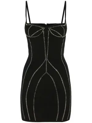 Attico THE ATTICO Crystal Embellished Sablé Mini Dress - Black