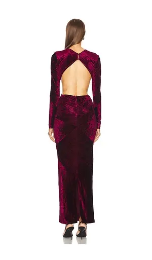 MICHAEL COSTELLO X Velvet Gown - Oxblood Red
