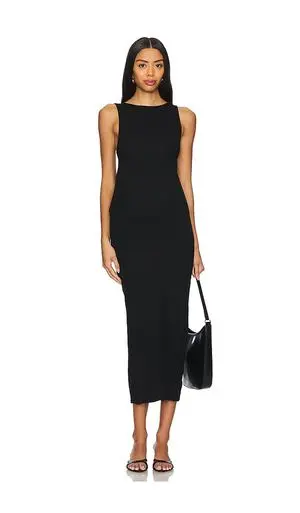 BUMPSUIT Soft Rib Boat Neck Midi Dress - Black