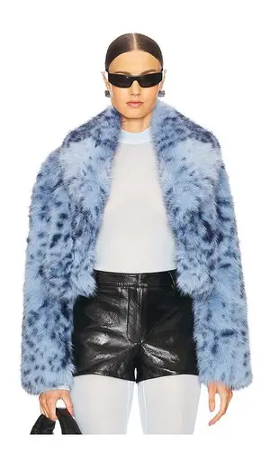 LAMARQUE Danika Faux Fur Coat - Blue Leopard