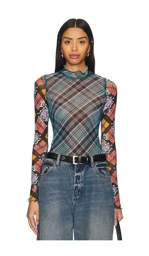 Free People Chloe Printed Mesh Top