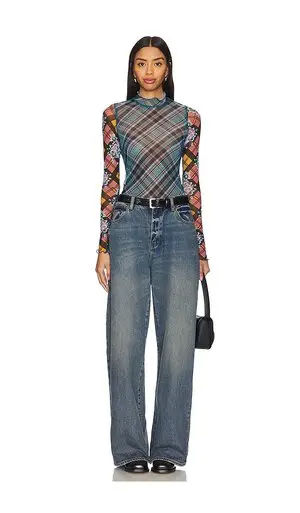 Free People Chloe Printed Mesh Top