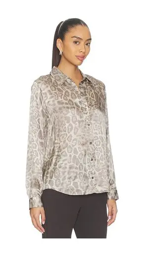 L'Agence Tyler Long Sleeve Blouse - Grey Multi Patch Leopard