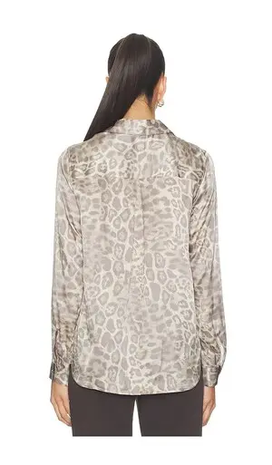 L'Agence Tyler Long Sleeve Blouse - Grey Multi Patch Leopard