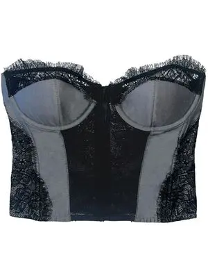 Fleur Du Mal Poplin Plunge Bustier - Blue