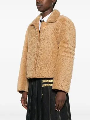 Thom Browne Button-up Shearling Jacket - Brown