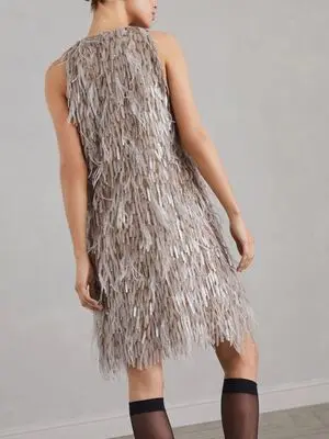 Brunello Cucinelli Embroidered Sleeveless Mini Dress - Neutrals