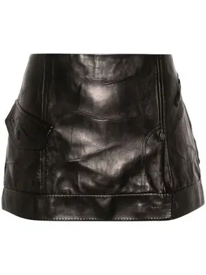 Acne Studios Logo-patch Leather Skirt - Black