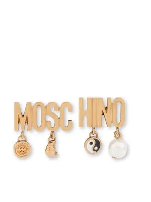 Moschino Lettering Drop Earrings - Gold