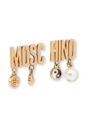 Moschino Lettering Drop Earrings - Gold