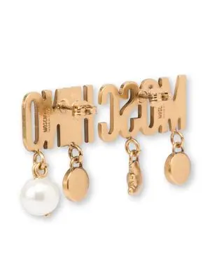 Moschino Lettering Drop Earrings - Gold