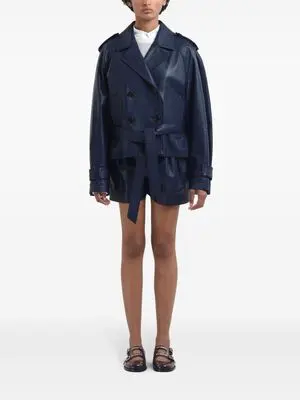 Marni Double-breasted Leather Jacket - Blue